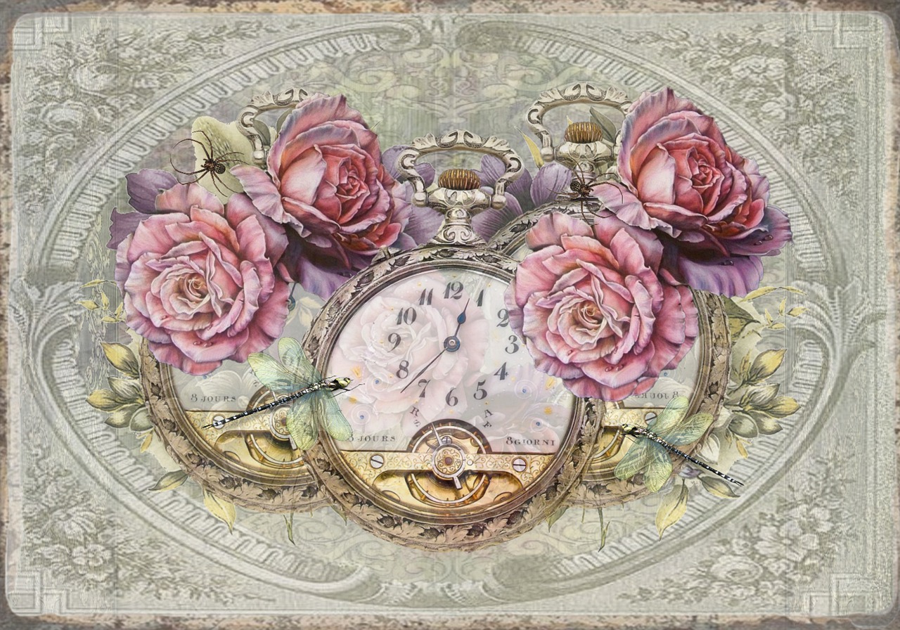 Download Vintage, Clock, Flowers. Royalty-Free Stock Illustration Image ...