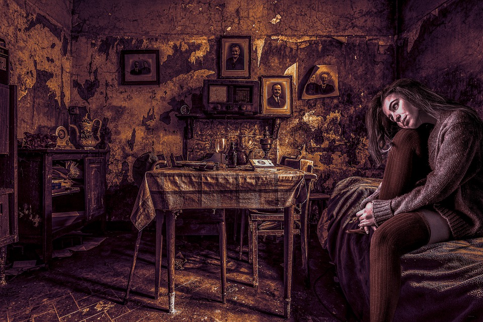 Download Woman, Desolate Room, Abandoned Room. Royalty-Free Stock ...