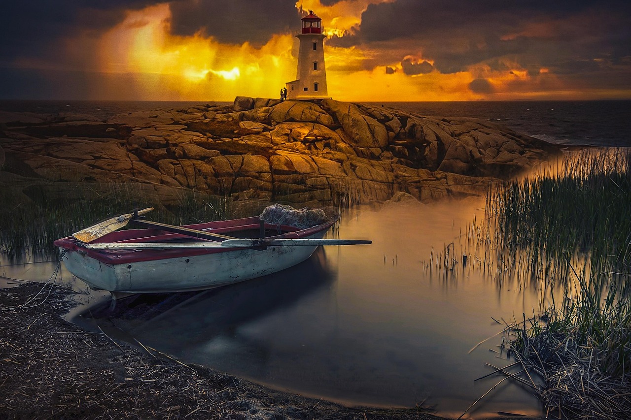 Seascape Sunset Lighthouse - Free photo on Pixabay