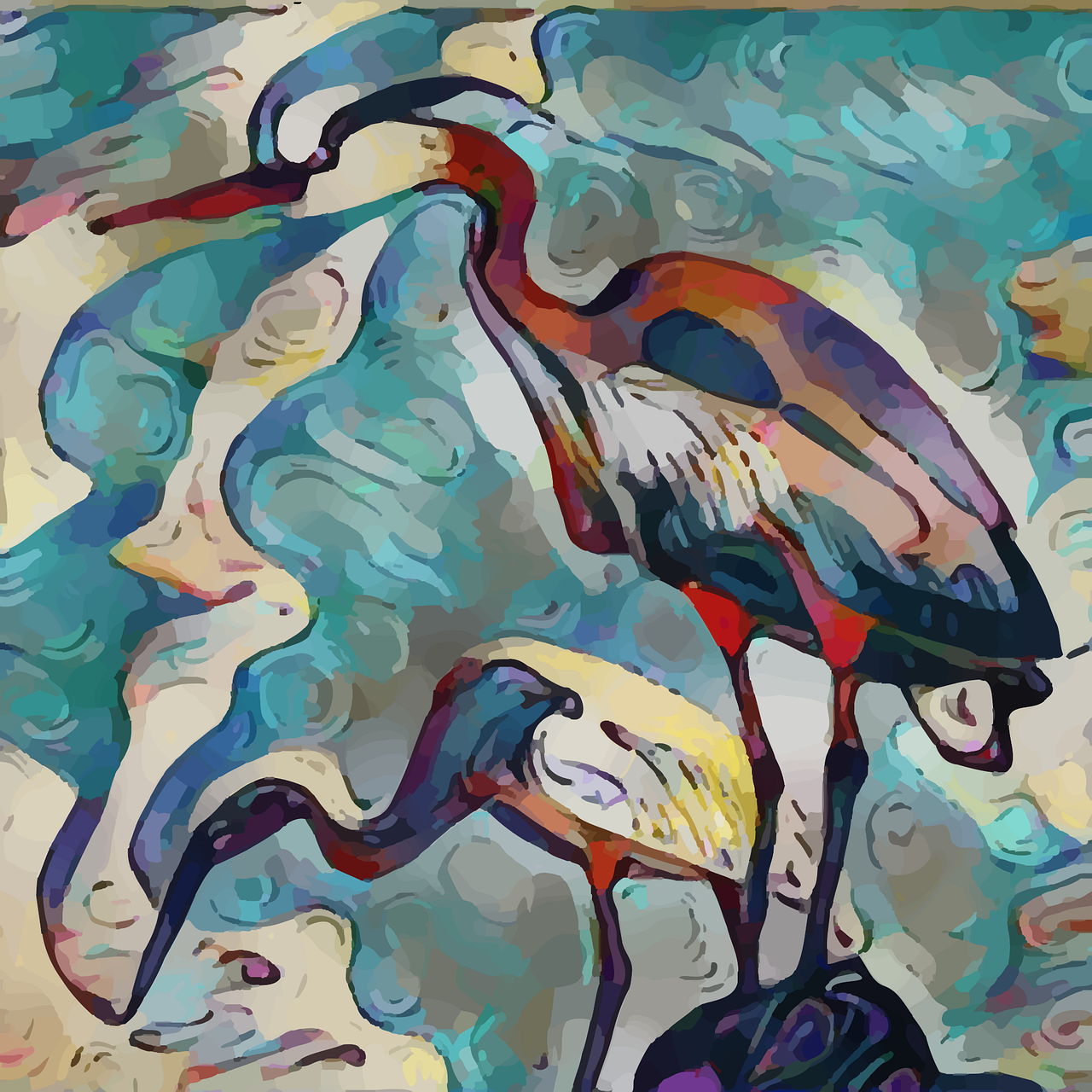 Download Birds, Herons, Painting. Royalty-Free Vector Graphic - Pixabay