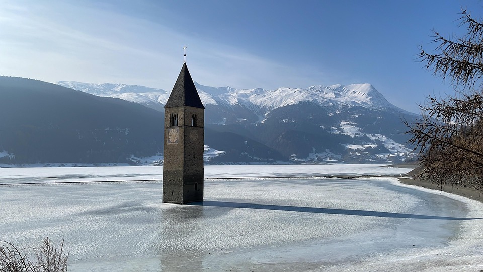 Reschensee Frozen Lake Winter - Free photo on Pixabay - Pixabay