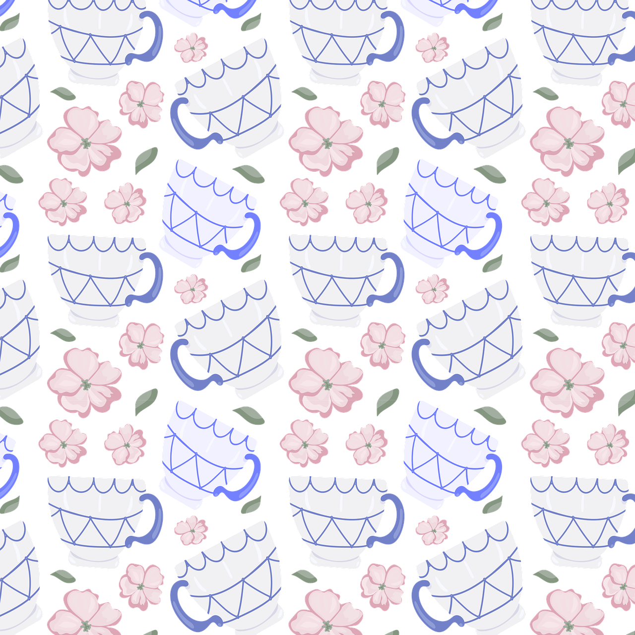 Download Tea, Cups, Beautiful Wallpaper. Royalty-Free Vector Graphic ...