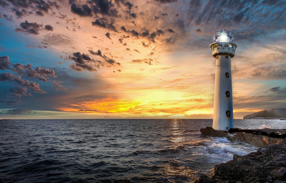 Lighthouse Sea Sunset - Free photo on Pixabay