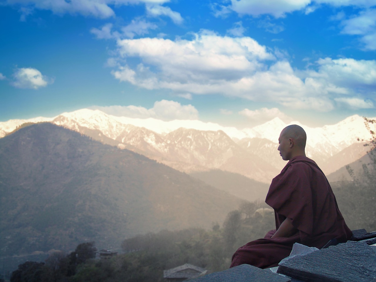 Monk Buddhist Meditation Snow - Free photo on Pixabay