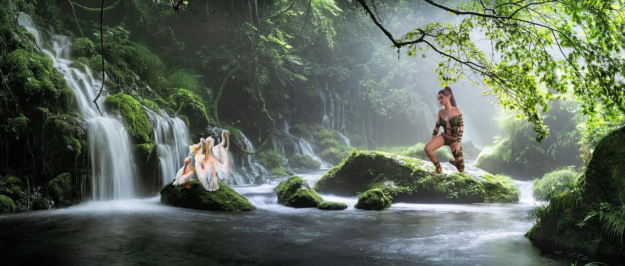 Download Woman, Nature, Waterfall. Royalty-Free Stock Illustration ...