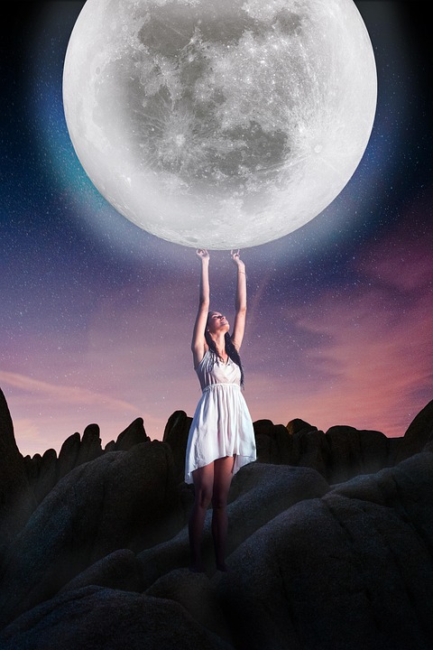 Woman Dress Moon Touching The - Free photo on Pixabay