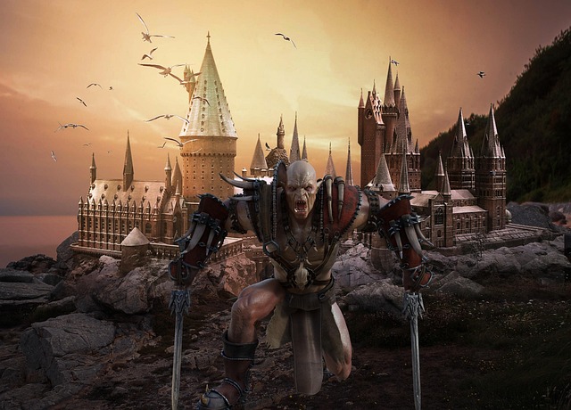 Download Warrior, Castle, Mountains. Royalty-Free Stock Illustration ...