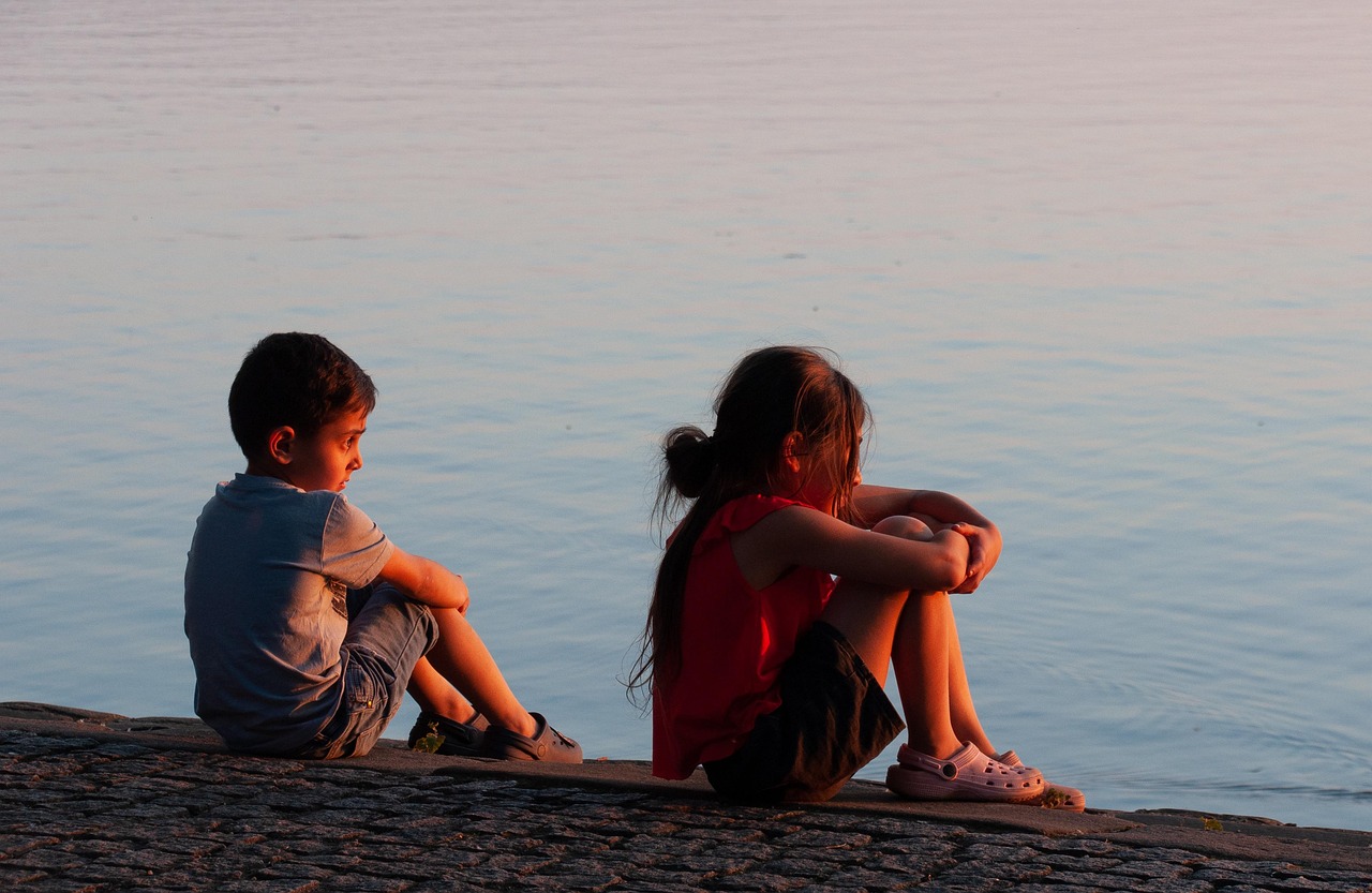 Children Riverbank Sunset To - Free photo on Pixabay - Pixabay