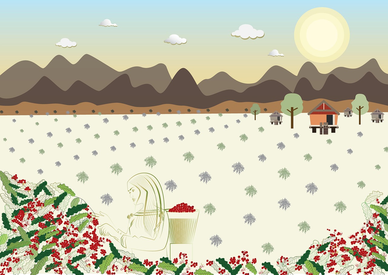 Coffee Farming Landscape Painting - Free image on Pixabay