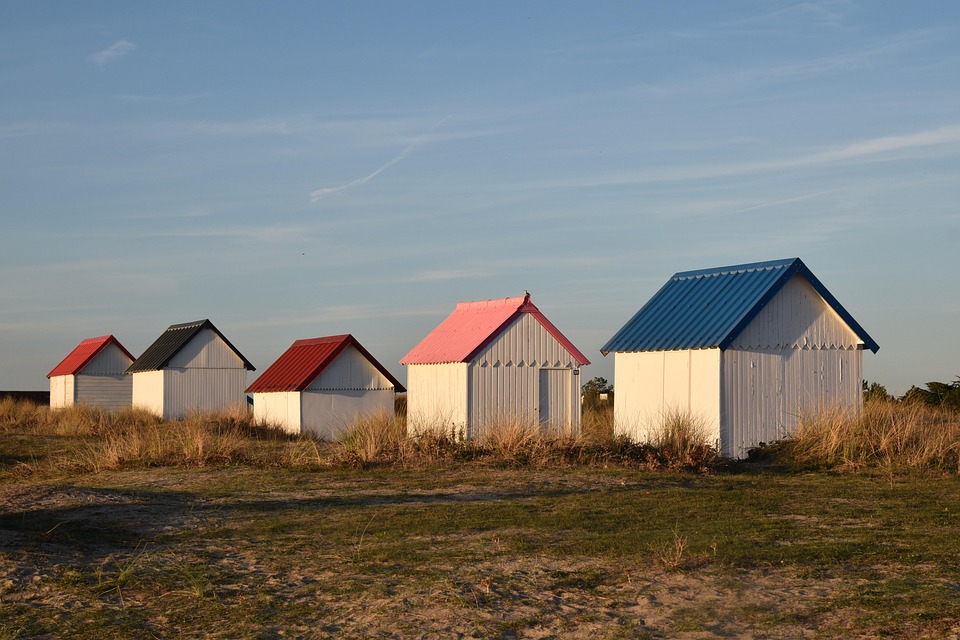 Sunset Huts Colored Roofs Gouville - Free photo on Pixabay - Pixabay