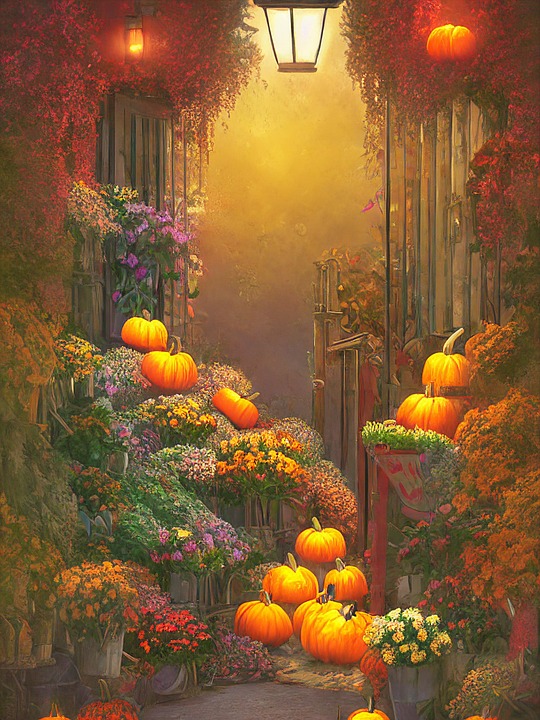 Fall Flowers And Pumpkins Wallpaper