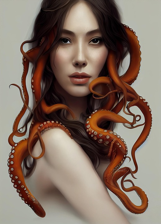 Download Woman, Octopus, Portrait. Royalty-Free Stock Illustration ...
