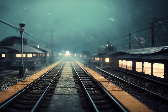 Download Railway, Railway Station, Night. Royalty-Free Stock ...