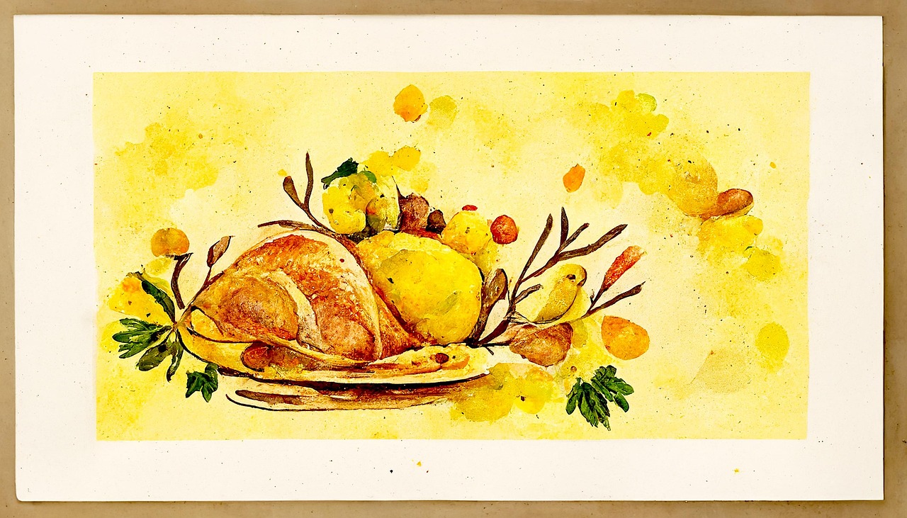 Download Watercolor, Thanksgiving Day, Roasted Turkey. Royalty-Free ...