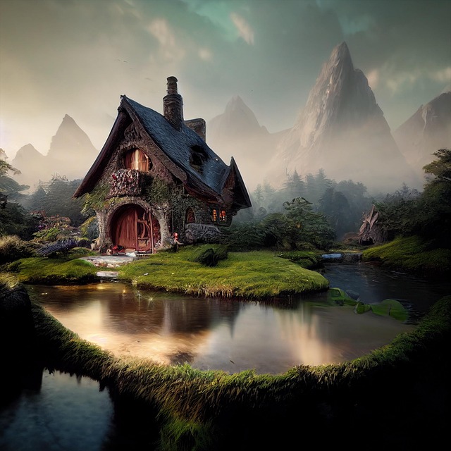 Download Hobbit House, Lake, Fantasy. Royalty-Free Stock Illustration ...