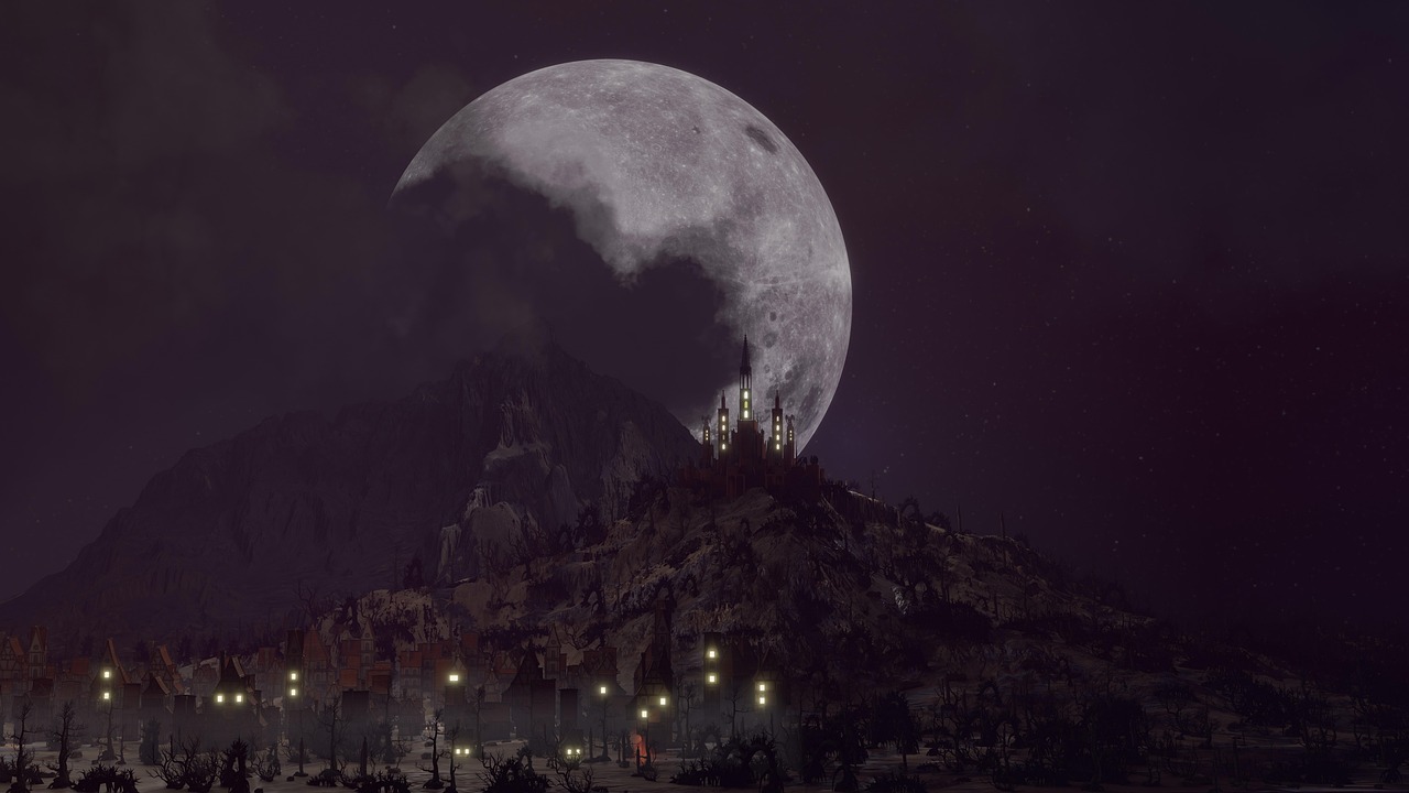 Download Village, Landscape, Moon. Royalty-Free Stock Illustration ...