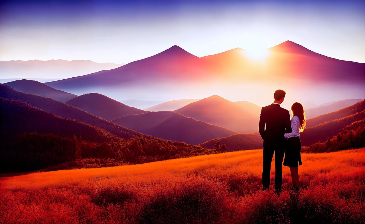 Download Mountains Sunset Couple Royalty-Free Stock Illustration Image ...