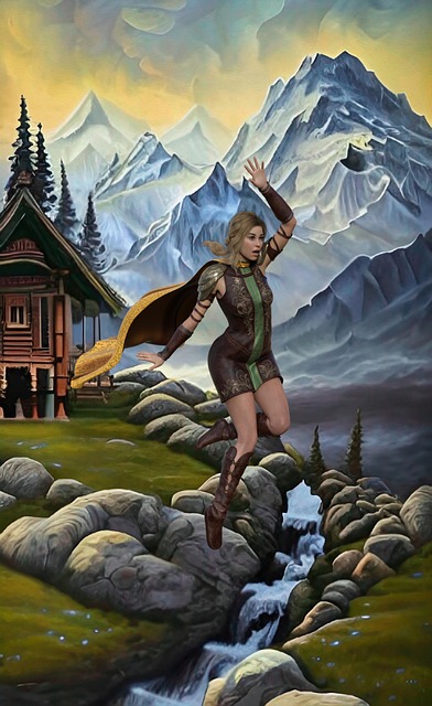 Download Mountains Valley, Cabin, Lady. Royalty-Free Stock Illustration ...