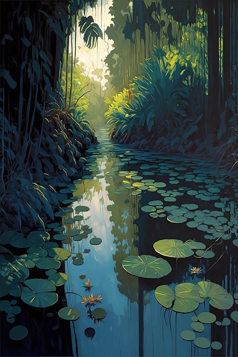 Download Giant Water Lilies, Lake, Forest. Royalty-Free Stock ...