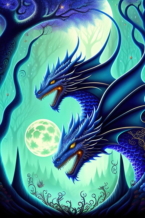 Download Ai Generated Dragons Moon Royalty-Free Stock Illustration ...