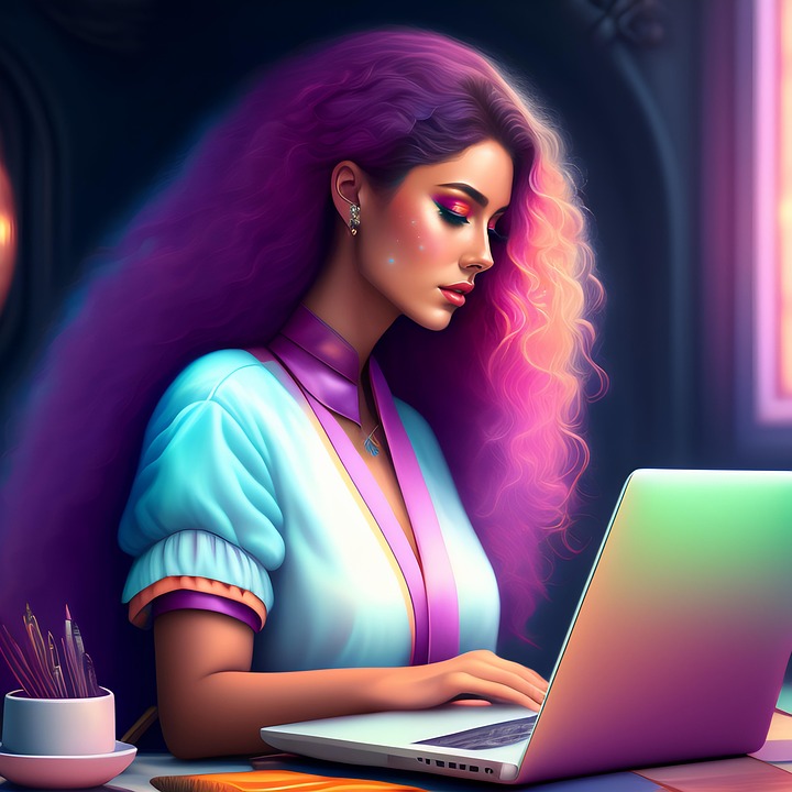 Download Woman, Laptop, Working. Royalty-Free Stock Illustration Image ...