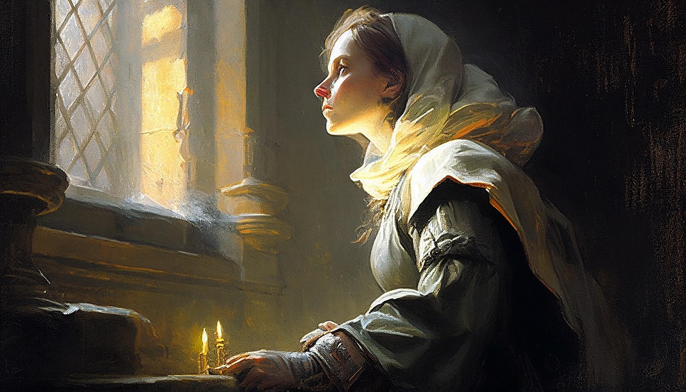 Download Oil Painting Praying Church Royalty-Free Stock Illustration ...
