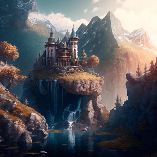 Download Castle, Waterfall, Mountain. Royalty-Free Stock Illustration ...