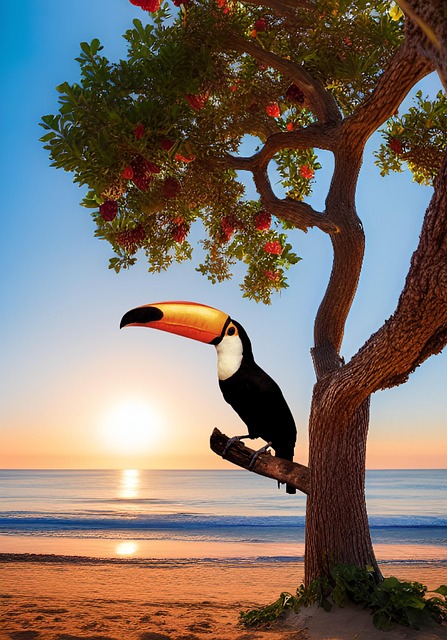 Download Toucan, Beach, Sunset. Royalty-Free Stock Illustration Image ...