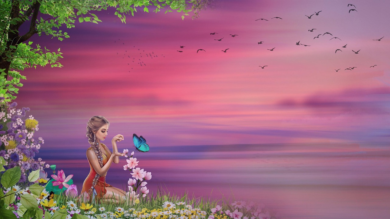 Girl Butterfly Flowers - Free image on Pixabay