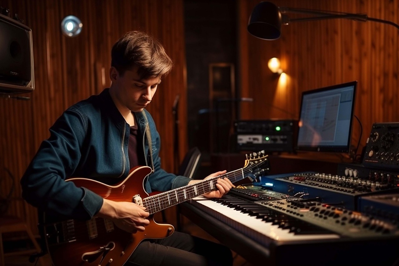 Download Ai Generated, Musician, Music Studio. Royalty-Free Stock ...