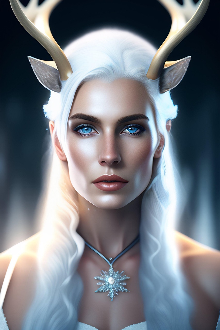 Download White-Haired Woman, Ice Blue Eyes, Antler. Royalty-Free Stock Illustration Image - Pixabay