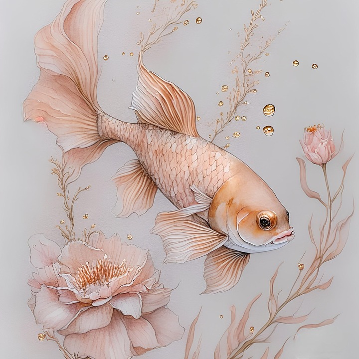 Gullfisk Akvarell Memory Of A Goldfish – Morsomt Lerret | Desenio NO