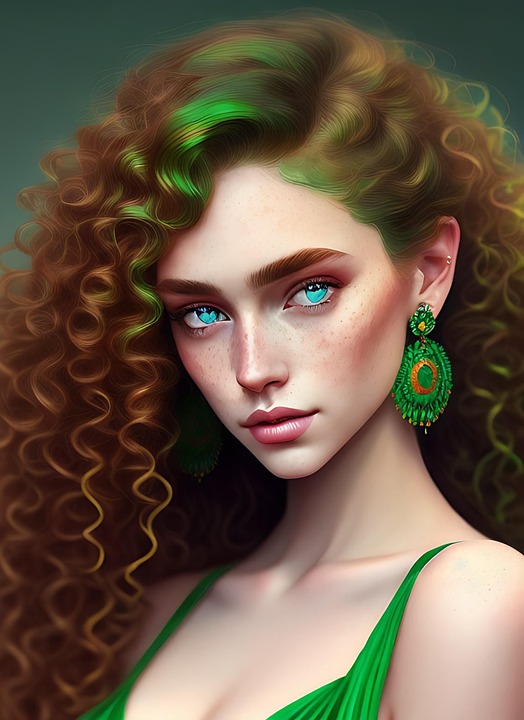 Download Curly Hair, Green, Woman. Royalty-Free Stock Illustration ...