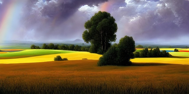 Download Ai Generated, Rainbow, Fields. Royalty-Free Stock Illustration ...