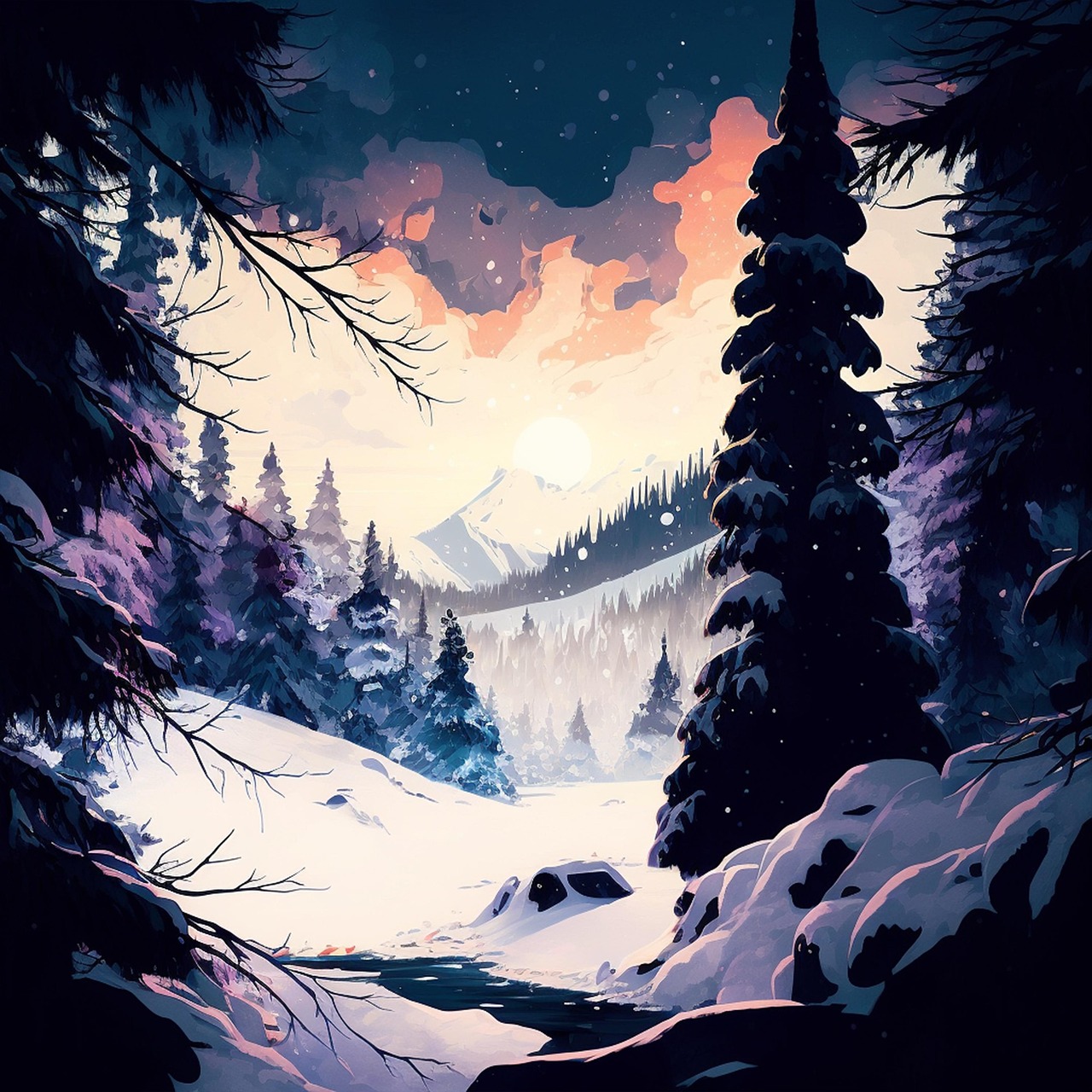 Download Ai Generated, Snow, River. Royalty-Free Stock Illustration ...