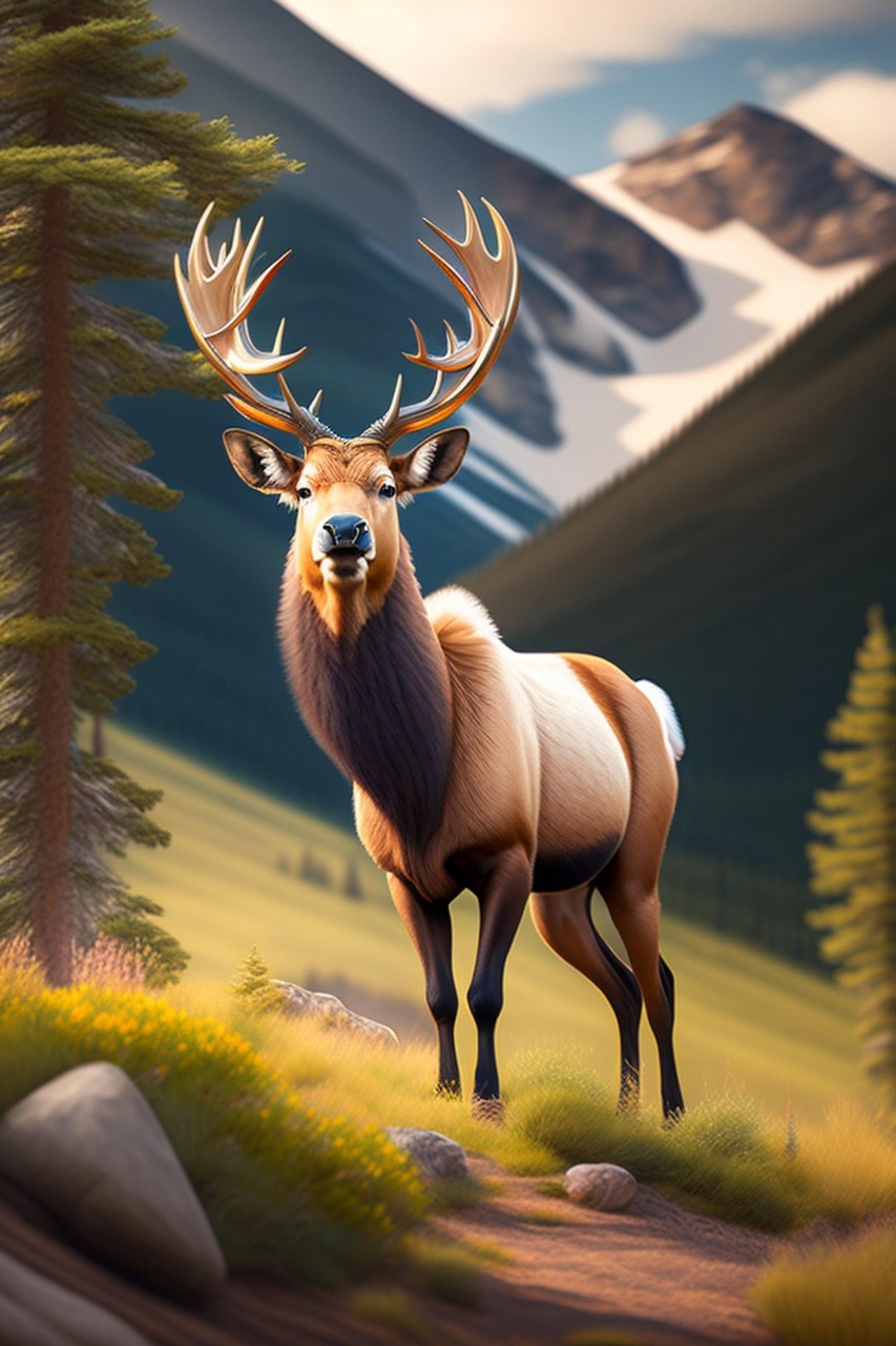 Download Ai Generated, Elk, Mountains. Royalty-Free Stock Illustration ...