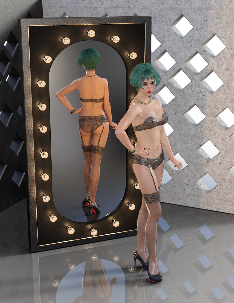 Download Mirror Woman Lingerie Royalty Free Stock Illustration Image