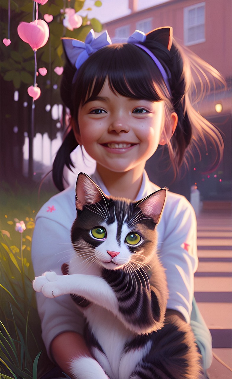 Download Little Girl Cat Outside Royalty-Free Stock Illustration Image ...