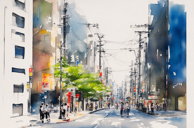 Download Watercolor, Tokyo, City Sketch. Royalty-Free Stock ...