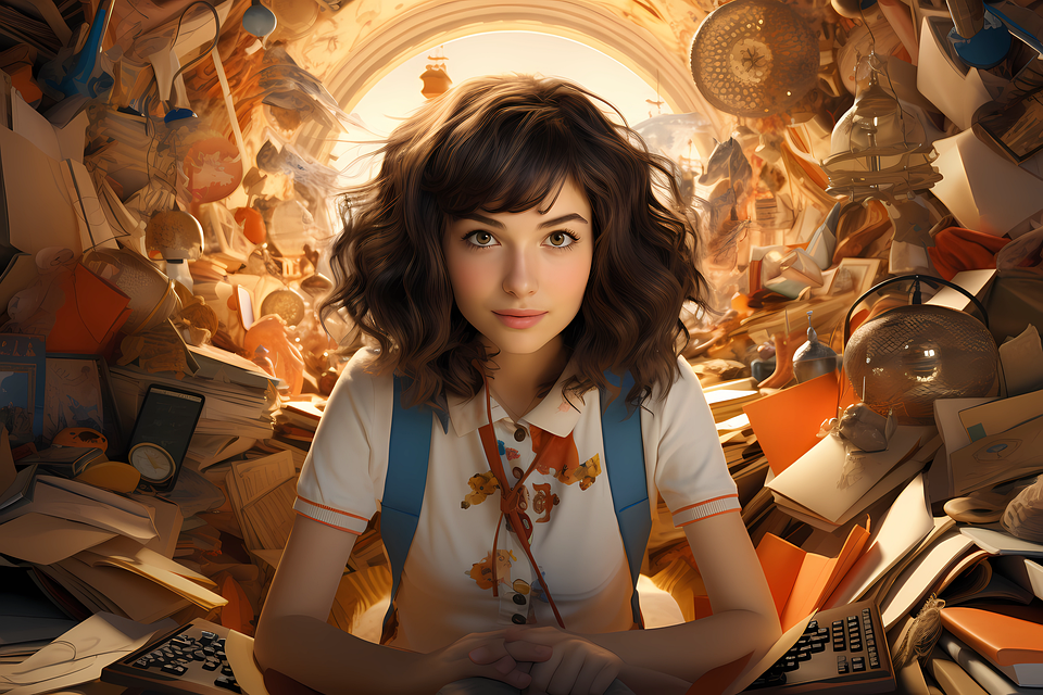 Download Cartoon Movie Poster Girl In Books Realistic Renderings ...