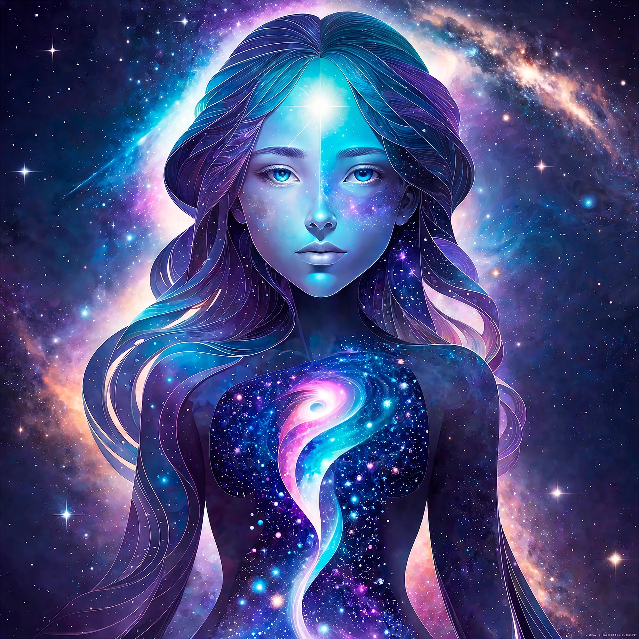 Ai Generované Dívka Galaxie Obrázek Zdarma Na Pixabay Pixabay