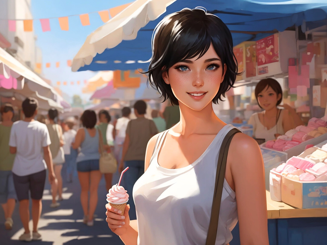 Download Ai Generated Girl Ice Cream Royalty Free Stock Illustration