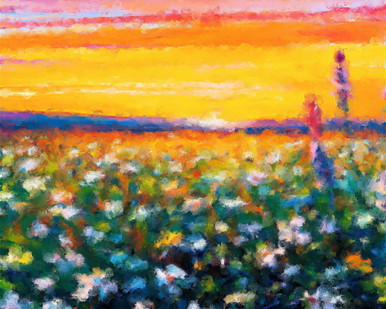 Download Sunset Flowers Painting Royalty-Free Stock Illustration Image ...