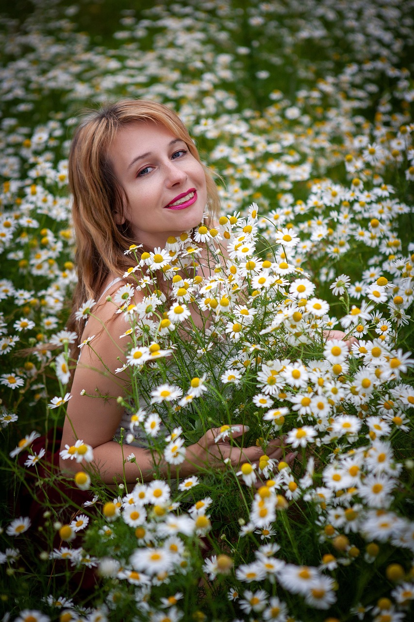 Chamomile Woman Portrait Field Of - Free photo on Pixabay