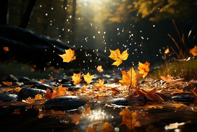 Download Falling Leaves Puddles Foliage Royalty-Free Stock Illustration ...