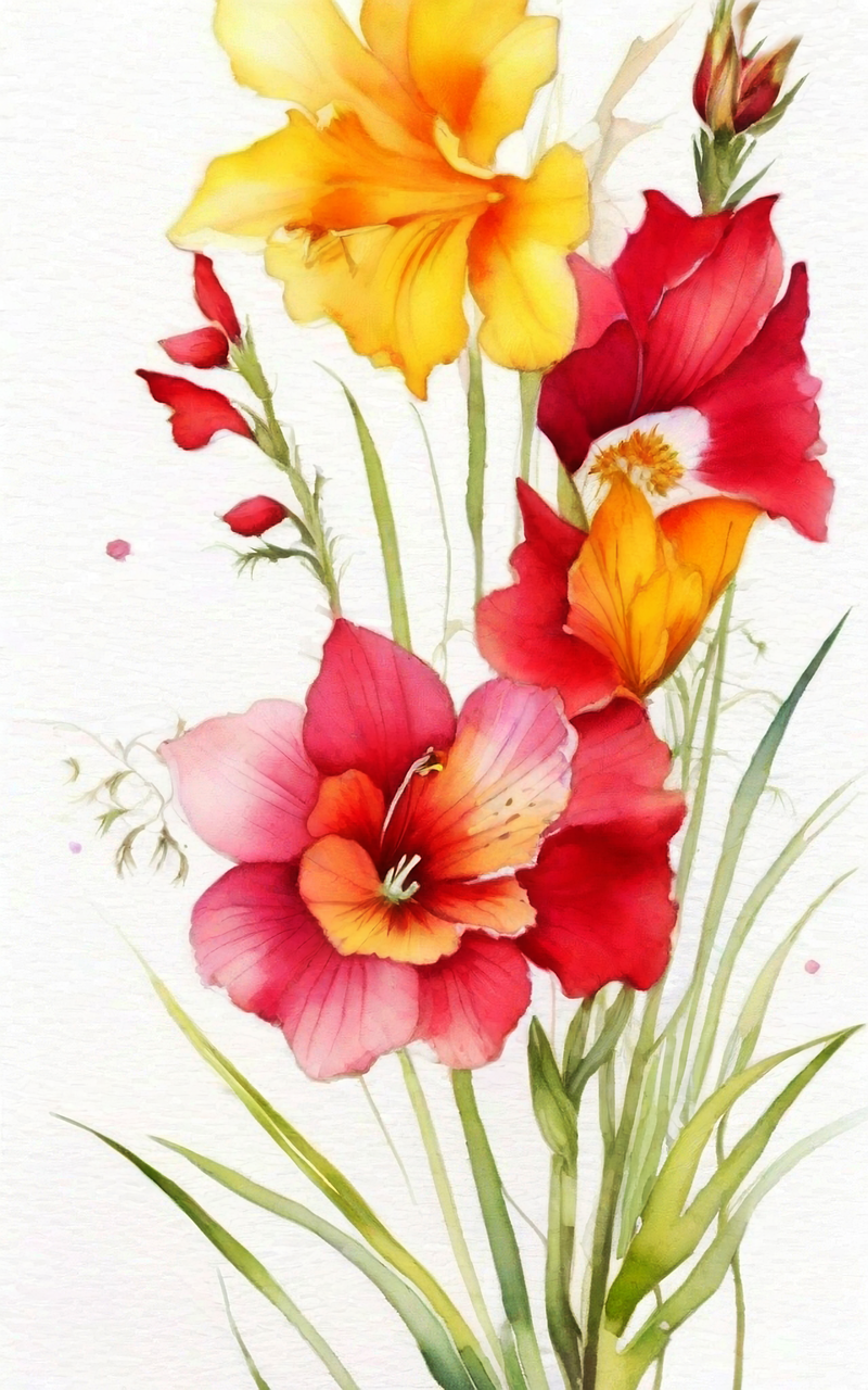 Akvarell Maleri Blomster Akryl Maleri Blomster Plakat Av Hamsah Hamsah