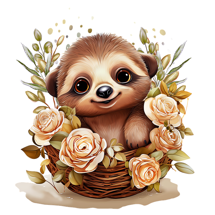 Download Ai Generated, Sloth, Flowers. Royalty-Free Stock Illustration ...