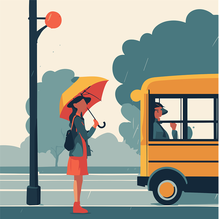 Download Girl, Bus Stop, Raining. Royalty-Free Vector Graphic - Pixabay