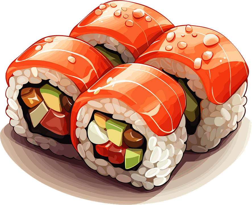 Sushi Ryba Świeży Owoce - Darmowa grafika wektorowa na Pixabay