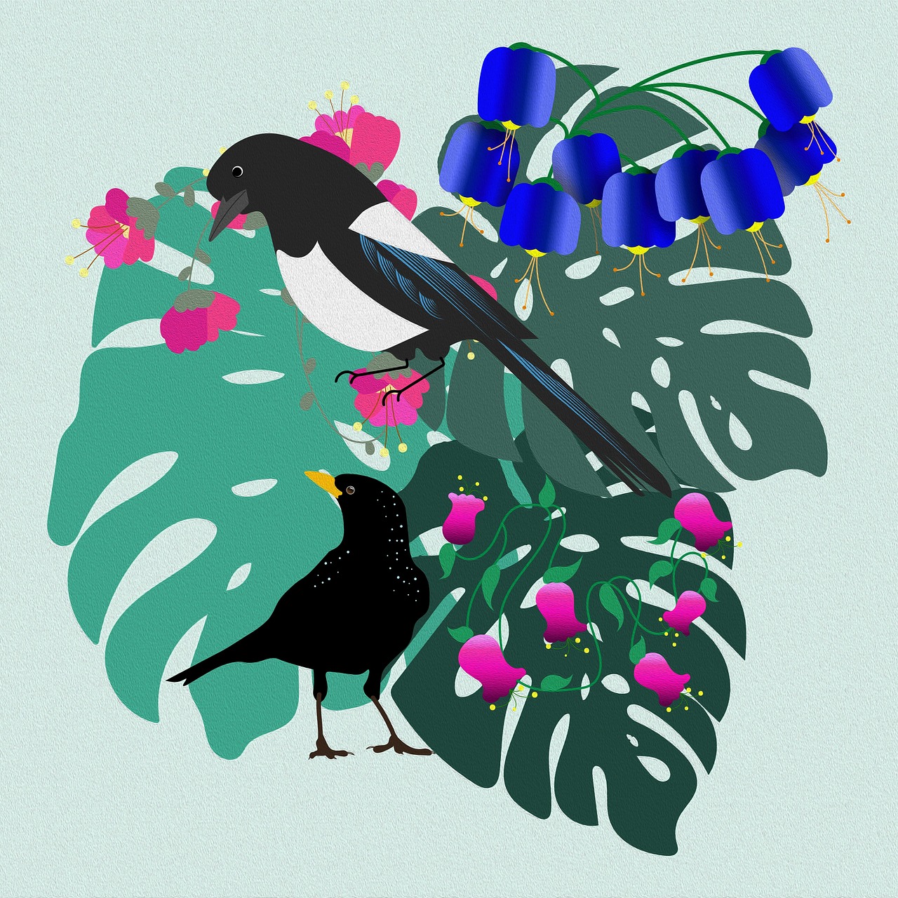Download Birds Leaves Flowers Royalty-Free Stock Illustration Image ...